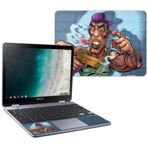 mightyskins skin compatible with samsung chromebook plus lte (2018) - crook gangster | protective, durable, and unique vinyl wrap cover | easy to apply, remove, and change styles | made in the usa