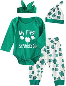 aslaylme baby boy girls st. patrick's day outfit newborn saint patrick's day clothes first st. patrick's day bodysuit (green, 3-6 months)