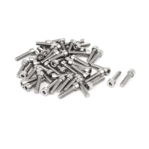 aexit m4x16mm fully quality parts thread hex socket head knurled cap screw bolt silver tone 50pcs model:72as619qo97