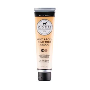 dionis goat milk skincare 3.3oz milk & honey hand & body cream - travel size hand lotion for hydrating & moisturizing dry skin - cruelty free cream made in the usa - paraben free formula