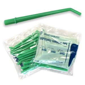 100 large dental surgical aspirator aspirating green suction tips, 1 4 inch diameter, 4 bags of 25