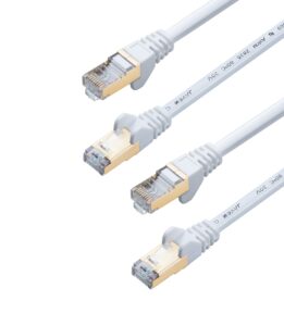 javex cat 6a / cat 7 ethernet patch cable network internet cord rj45 standard 600mhz 10gbps ul listed jumper lan for modem router computer switches 10 ft 2 pack white