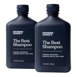 grooming lounge the best shampoo - scalp clarifying, frizz control hair wash for men - promotes hair length and strength - clean, stimulating peppermint fragrance with rosemary for regrowth - 2 pack