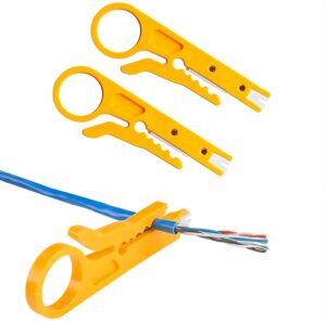 mini wire stripper 3 pcs network wire stripper punch down cutter for network wire cable, rj45/cat5/cat6 data cable, telephone cable and computer utp cable