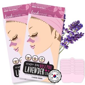 look at me nose pore strips (2-pack, 10 nose strips). korean skin care blackhead remover with lavender. k beauty pore cleaner and pore extractor. acne mask for blackhead removal. adhesive pore mask.