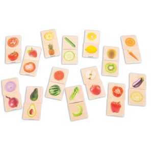 tickit wooden fruit & vegetable match - set of 28 - real pictures - food identification and cognition puzzle for toddlers