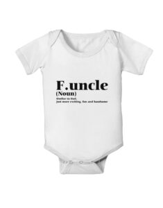 tooloud funcle - fun uncle baby romper bodysuit - white - 6 months