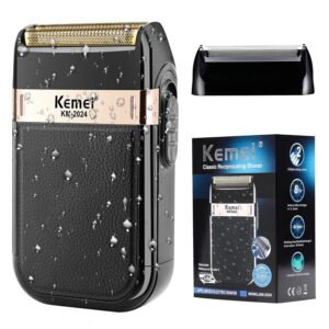 kemei men's electric razor waterproof reciprocating razor cordless precision beard trimmer twin blade usb rechargeable grooming razors,shaving & hair removal products (2024 shaver)