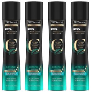 tresemme compressed micro mist hair spray - extend hold level 4 - net wt. 5.5 oz (155 g) per can - pack of 4 cans