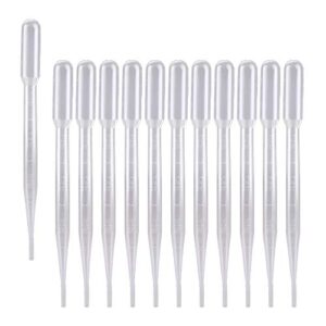 stonylab pipette droppers 3 ml, graduated plastic transfer pipettes for essential oils, clear and dis (3ml, 100 packs)