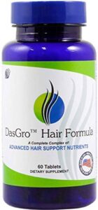 dasgro hair growth vitamins, biotin & dht blocker, stops hair loss, thinning, balding, promotes hair regrowth in men & women, 30 day supply