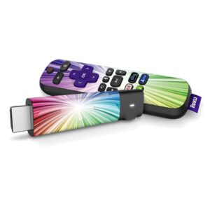 mightyskins skin compatible with roku streaming stick + - rainbow explosion | protective, durable, and unique vinyl decal wrap cover | easy to apply, remove, and change styles | made in the usa