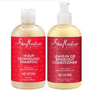 shea moisture curly hair shampoo and conditioner set for women with red palm oil & cocoa butter - sulfate-free hair care, 13 oz (2 piece)