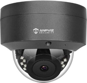 anpviz 5mp poe camera, outdoor vandal dome security poe ip camera with audio, 98ft night vision, h.265, 24/7 recording waterproof ip66 indoor, wide angle 2.8mm (grey), ndaa compliant (u series)