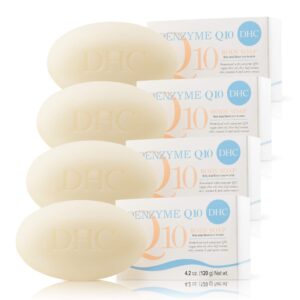 dhc q10 body soap 4 pack, antioxidant-rich cleansing body bar, hydrating, conditioning, fragrance and colorant free, ideal for all skin types, 4.2 oz. net wt.