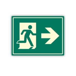 photoluminescent exit sign - mini running man exit symbol right arrow (8" x 6")