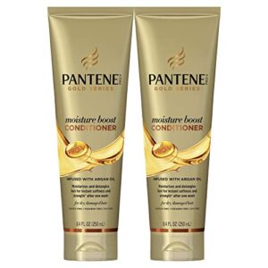 pantene, sulfate and paraben free conditioner with argan oil, pro-v gold series, for natural and curly textured hair, 8.4 fl oz, twin pack