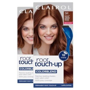 clairol root touch-up by nice'n easy permanent hair dye, 5r medium auburn/reddish brown hair color, pack of 2