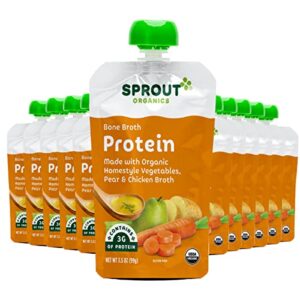 sprout organic baby food, stage 2 pouches, homestyle vegetables and pear with chicken broth, 3.5 oz purees (pack of 12)