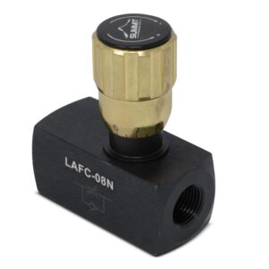 hydraulic in-line adjustable variable flow control valve w/free rev flow, 1/2” npt