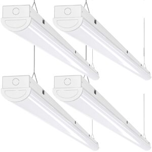 antlux 110w led linear strip lights 8ft led shop lights, 12000 lumens, 5000k, 8 foot garage lights, surface mount and hanging ceiling lighting fixture, fluorescent tube replacement, 4 pack