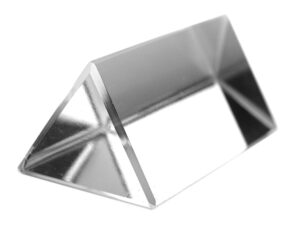 eisco - equilateral prism, 2" (50mm) x 1" (25mm) - glass - useful for experiments in optics, light refraction & wavelengths