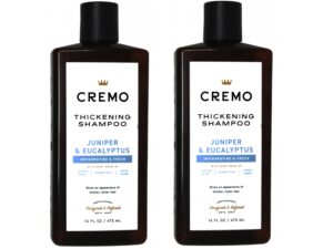 cremo barber grade juniper & eucalyptus thickening formula for fine or thinning hair, eucalyptus, juniper, eucalyptus, 16 fl oz (2-pack)