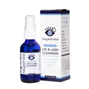 heyedrate lid and lash cleanser – 2oz glass bottle – pure hypochlorous acid spray for soothing dry eye irritation – daily eyelid & lash cleanser​