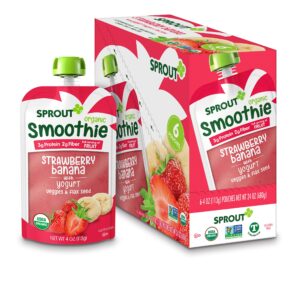 sprout organic toddler smoothie, strawberry banana w/ yogurt, 4 ounce pouch (pack of 6)