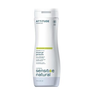 attitude body wash for sensitive skin with oat, ewg verified, dermatologically tested, vegan, extra gentle, unscented, 16 fl oz