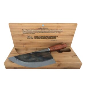 verve culture artisan forged steel thai moon knife - authentic traditional carbon steel knife hand crafted in thailand