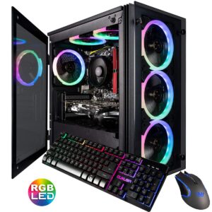 empowered pc stratos micro gaming desktop - nvidia geforce rtx 3060, amd ryzen 7 5700x, 32gb ddr4 ram, 512gb nvme ssd + 2tb hdd, wifi, windows 11 home - gamer computer