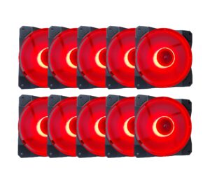 apevia co1012l-rd cosmos 120mm red led ultra silent case fan w/ 16 leds & anti-vibration rubber pads (10 pk)