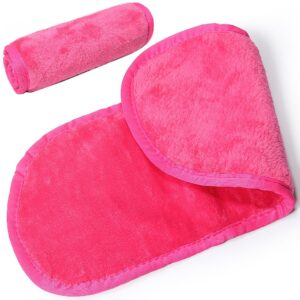 makeup remover cloth clean towel, reusable facial cleansing towel - chemical free, remove makeup instantly with just water - money-back satisfaction guaranty (1 rosy)