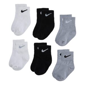 nike baby ankle gripper socks (6 pairs), white/black/grey, 12/24m