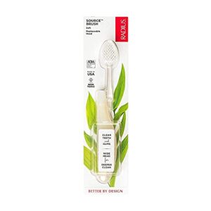 radius toothbrush source floss brush bpa free & ada accepted improve gum health & reduce gum issues - soft - cornstarch - pack of 1