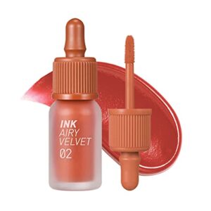 peripera ink airy velvet lip tint, liquid lip (0.14 fl oz, 002 selfie orange brown)