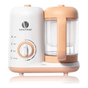 ventray baby food maker, puree food processor steamer blender cooker warmer machine for toddlers baby, all-in-one auto cooking easy clean and bpa-free - peach