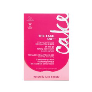 cake beauty the take out dry shampoo, 20 blotting sheets