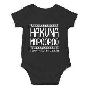 aw fashions hakuna mapoopoo baby bodysuit cute and funny newborn apparel trendy outfit for boys or girls (newborn, black)