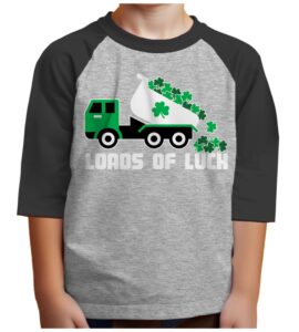 boys st patricks day shirt tractor digging shamrocks toddler kids raglan t-shirt 4t dark gray