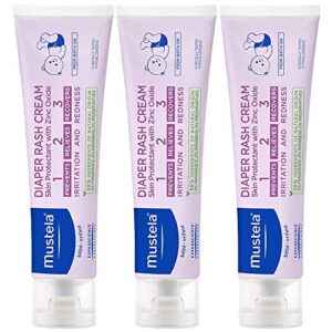 mustela baby diaper rash cream 123 - skin protectant with zinc oxide - fragrance free & paraben free - with 98% natural ingredients - 3.8 oz (pack of 3)