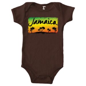 jamaica sunset - jamaican palm trees bodysuit (brown, newborn)