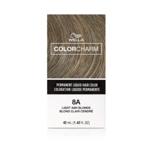 colorcharm permanent liquid hair color for gray coverage| 8a light ash blonde | 1.4 fl oz