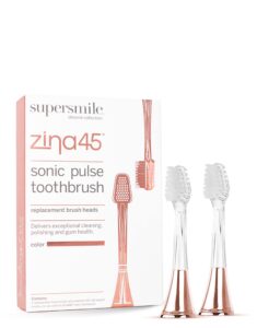 supersmile zina45 replacement brush heads for sonic pulse toothbrush, rose gold, 2 count (pack of 1)