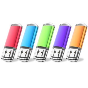 flash drive, wellsenn usb flash drive 32 gb x 5 bulk memory stick jump drive external drives usb stick usb storage portable thumb drive pen drive pack 5 mixed coler (red, blue, green, purple and orang