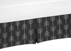 sweet jojo designs black and white woodland arrow pleated toddler bed skirt dust ruffle for rustic patch collection