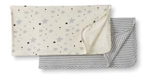 moon and back by hanna andersson baby 2-pack organic cotton blanket, gray, one size