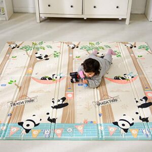 bammax x-large waterproof foam padded baby play mat | reversible & foldable | safe & thick baby foam play mat | 70" x 78" | use as baby crawling mat or kids play mat for floor | includes travel bag