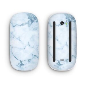 design skinz marble & digital blue frosted foil v7 vinyl decal compatible with the apple magic mouse 2 (wireless, rechargable) with multi-touch surface